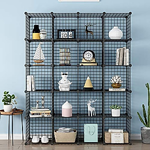 KOUSI Storage Cube - 14"x14" Cube (20 Cubes) Organizer Stackable Cubes for Storage Cubby Unit Wire Bookshelf, Black Wire