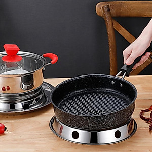 Moligin Round Bottom,Traditional Hand Hammered Carbon Steel Wok Pan, Pow Wok for Gas Cooker or Grill 25 cm Kitchen Shelf