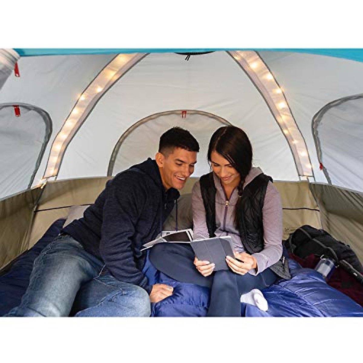 Coleman OneSource Rechargeable 4/6 Person Camping Tent with Airflow System & LED Lighting, Includes Rainfly, Tent Fan, Lights, and Interchangeable Battery Pack, Easy Setup Tent for Camping