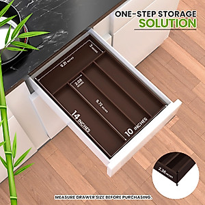 Utopia Kitchen Bamboo Silverware Organizer- 5 Compartments - Bamboo Drawer Organizer - Bamboo Hardware Organizer (5-Pack)