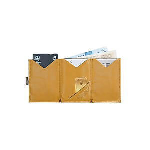 EXENTRI Leather Trifold Wallet - RFID Blocking w/Stainless Steel Locking Clip