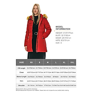 Orolay Women's Down Jacket with Faux Fur Trim Hood Red XL