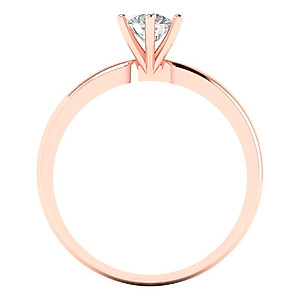 Clara Pucci 0.50 ct Round Cut Solitaire Moissanite Engagement Wedding Bridal Promise Anniversary Ring in 18K rose Gold Size 6.5