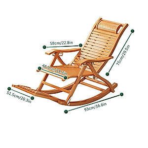 Foldable Recliner,Bamboo Lounge Chair,Foldable Rocking Chair,Garden Deck Chairs for Elderly,Outdoor Rocking Chair,Garden Chair,with Headrest Pillow and Foot Massage Board(Blue Purple)