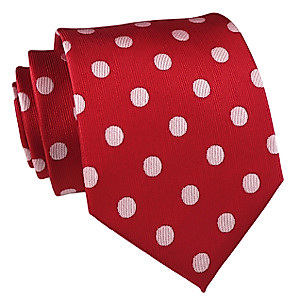 Men's Wine Red Silk Ties White Polka Dot Cravat Woven Neckties for Wedding Dress Uniforms