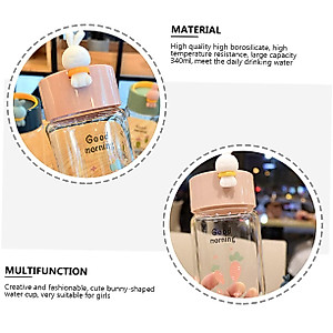 LIFKOME Glass Drinking Bottle 1pc Rabbit Glass Water Cup Cup with Lid Drinking Glasses with Lids Cartoon Water Cup Pudding Jars Water Jars with Lids Cartoon Drinking Cup Fresh