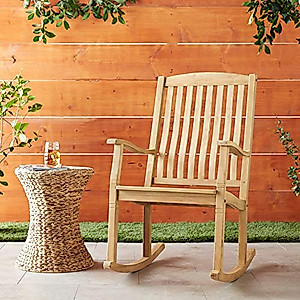 Cambridge Casual Wooden Arie Patio Porch Rocking Chair for Outdoor, Single Item/Natural Teak