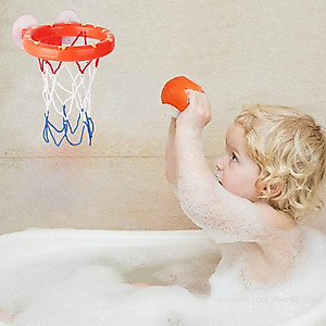 Deerbb Baby Bath Toys Basketball Hoop & Mini Balls Set for Toddlers Boys Girls, Bathtub Playsets for Kids 1 Years Old+