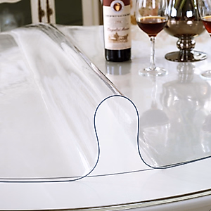 OstepDecor Clear Round Table Protector 40 Inches 1.5mm Thick Round Clear Table Cover Protector, Round Plastic Table Protector for Dining Room Table, Waterproof PVC Circle Table Pad