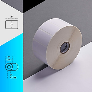 Zebra 2 x 1 in Direct Thermal Paper Labels Z-Perform 2000D Permanent Adhesive Shipping Labels 1 in Core 6 rolls 10031634SP