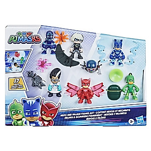 PJ Masks Hero and Villain Figure Set Preschool Toy, 7 Action Figures with 10 Accessories, Ages 3 and Up