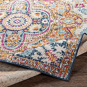 Livabliss Nyburg Vintage Medallion Area Rug,6'7" x 9',Burnt Orange/Medium Gray