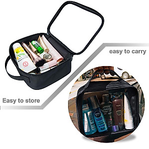 ANRUI TSA Approved Toiletry Bag With Handle Strap, Clear Travel Liquids Toiletries & Cosmetics Organizer Carry-On Luggage for Women and Men Black 3 Pack (Same Size)