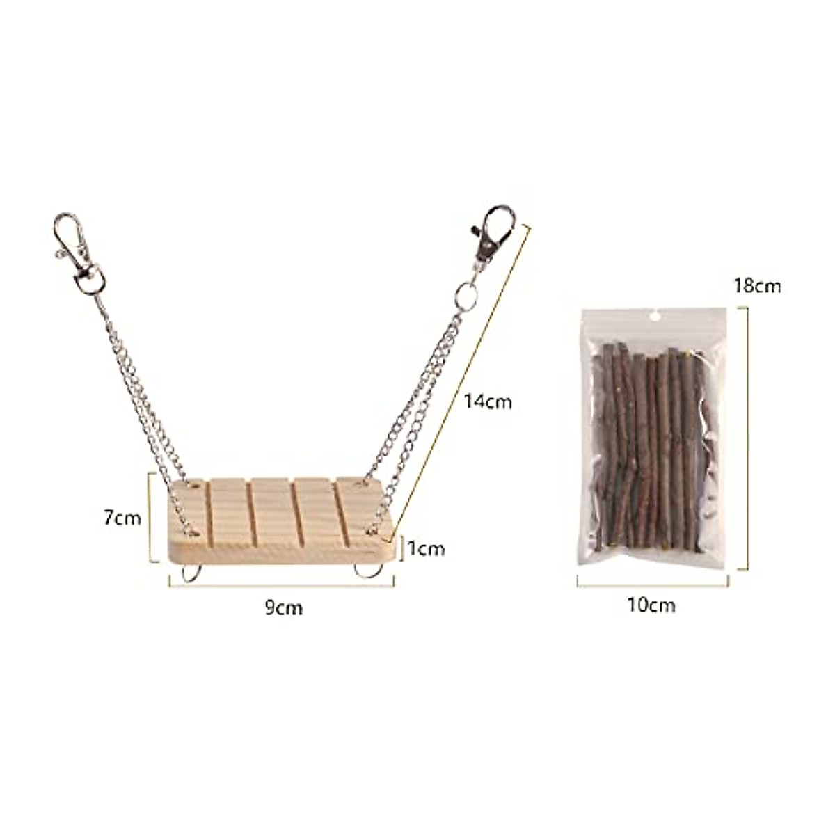 Joyeee Hamster Chew Toys Set 11 Pack, Small Animal Molar Toys Teeth Care Natural Wooden Accessories for Guinea Pigs,Chinchillas,Gerbils,Mice,Rats,and Other Small Animals