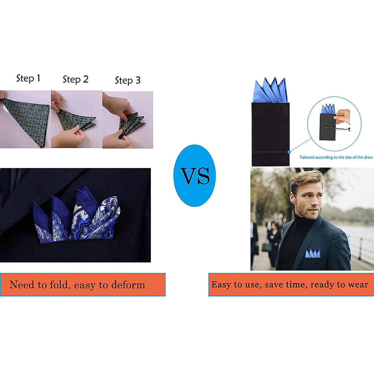 Men's PreFolded Pocket Squares On Card Assorted colors Polka dots Polyester Stain 3 Style 12 pieces