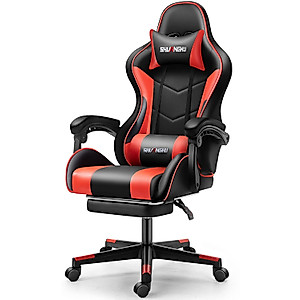 shuanghu Gaming Chair High Back Computer PC Ergonomic Video Office Chairs Gamer Chair with Footrest Video Support Reclining Video Computer Chair Desk Chair Leather Gaming Chair