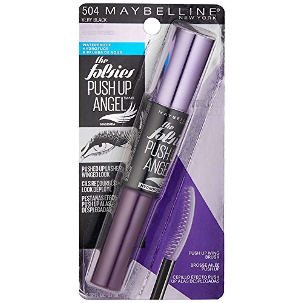 Maybelline The Falsies Push Up Angel Waterproof Mascara, Lengthening and Curling Make Up Formula, Very Black, 1 Count