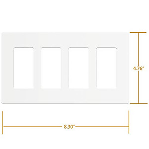 ENERLITES - SI8834-W-STICKER Screwless Decorator Wall Plates Child Safe Outlet Covers, Size 4-Gang 4.68" H x 8.30” L, Unbreakable Polycarbonate Thermoplastic, SI8834-W, Glossy, White