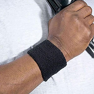Ergodyne unisex adult Wrist Terry Cloth Sweatband, Black, Pair US