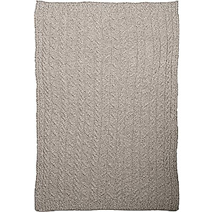 Irish Cable Knit Blanket Supersoft Merino Wool Throw Made in Ireland 40" x 60" (Toasted Oat)
