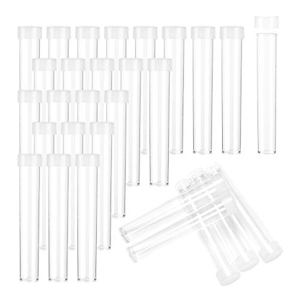 PH PandaHall 100pcs Clear Plastic Tube Bead Containers, Transparent Plastic Small Empty Storage Tubes Bead Container Set Organizers Boxes with Lid 15ml (75x13mm /2.9x0.5”)