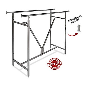 Only Hangers Adjustable Height - Heavy Duty - Double Bar Rectangular Rack with V-Brace - Maximum Extended Height to 81"