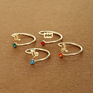 THIBOWOCK Cute Constellation Ring Retro Simple Virgo Aries Scorpio Pisces Capricorn Rings Adjustable Cubic Zirconia Constellation Ring Fashion Lcuky Zodiac Ring for Women Girls-Pisces