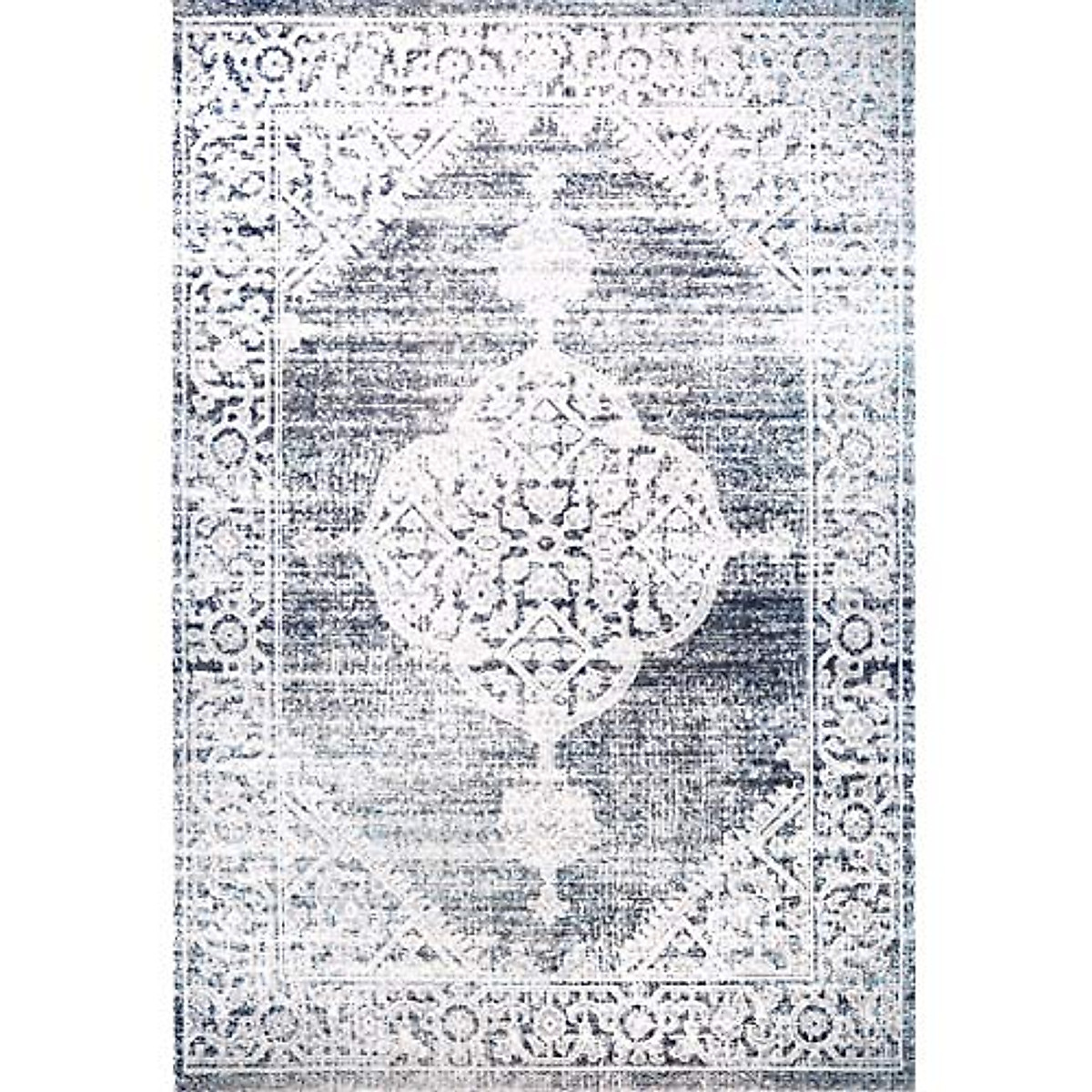 Home Dynamix Nicole Miller Patio Sofia Magnolia Indoor/Outdoor Area Rug 5'3"x7'2", Distressed Medallion Navy Blue/Ivory