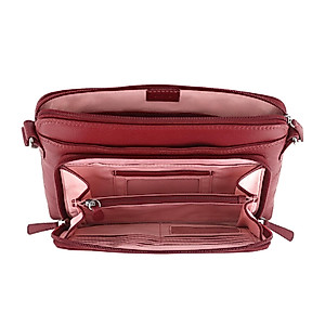 CTM® Women's Leather Shoulder Bag Purse with Side Organizer, Merlot