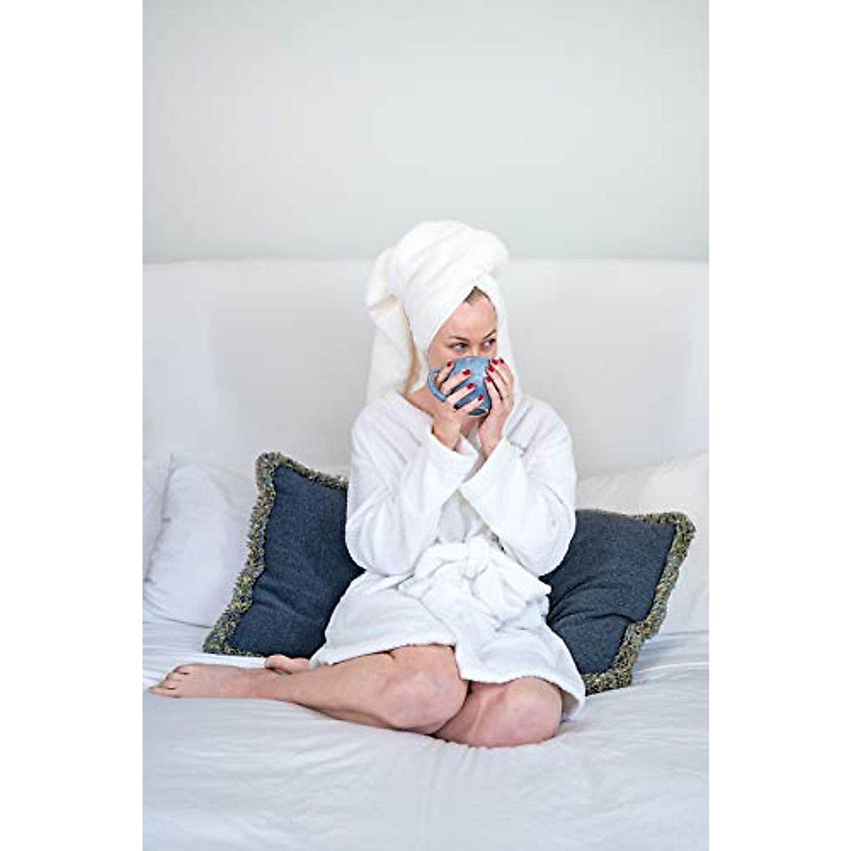 Delilah Home - 100% Organic Bath Towel Set, Ultra-Soft, & Absorbent Turkish Organic Cotton Spa Towels - Eco-Friendly & Vegan (Two Pieces Each 13x13, 16x30, 30x54) Pack of 6, White