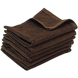 6 PACK - FINGERTIP TOWELS 11X18 TERRY-VELOUR TOWELS 100% COTTON (DARK BROWN)