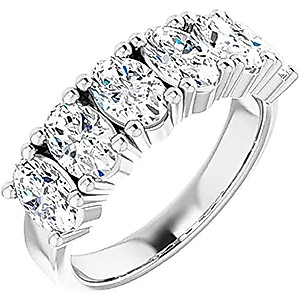 Moissanite World Touch of Paradise Bold Eternity Wedding Band,Oval Cut 6.00CT,VVS1 Clarity, Colorless Moissanite, 925 Sterling Silver, Engagement Ring, Wedding Gift, Perfact for Gift (6.5)