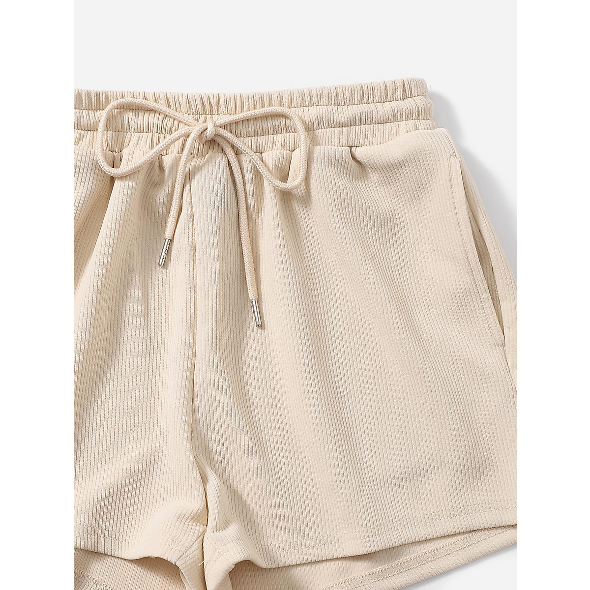 Verdusa Women's One Shoulder Tank Top and Lounge Shorts 2 Piece Tracksuit Set Khaki XL