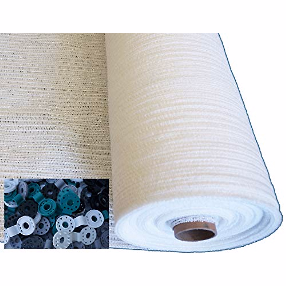 SHANS 30% UV Resistant Fabric Shade Cloth Pure White with Plastic Grommets Clips Free (20 ft x 110 ft)