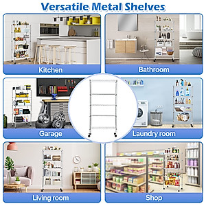 Dkelincs Wire Shelving Unit 30''L×14''W×60''H NSF Metal Storage Shelves 5 Tier Height Adjustable Wire Shelf with 4 Wheels for Kitchen Office Pantry Bathroom Garage, Chrome