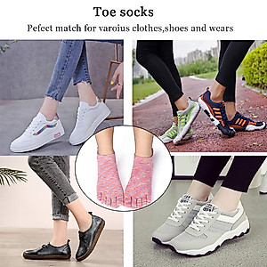 HABITER Women's Toe Socks No Show Cotton Five Finger Socks Athletic Running 4 Pack(Dye01)