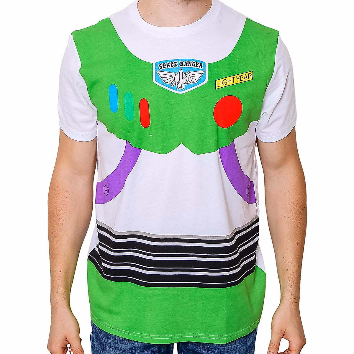 Toy Story Buzz Lightyear Astronaut Costume Adult T-Shirt(MD, White)