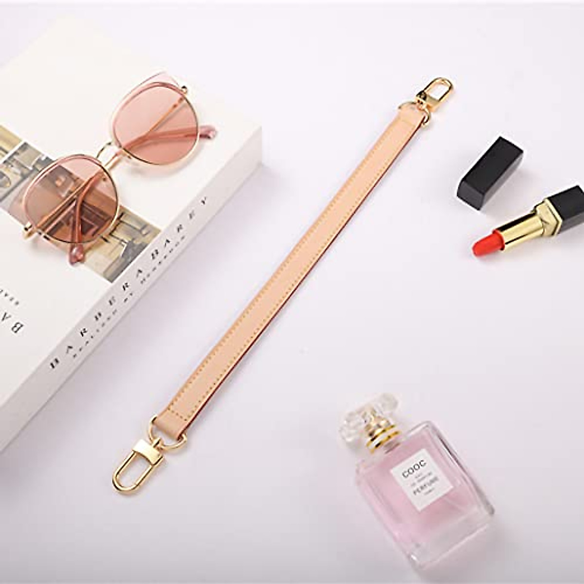 TOURDREAM Vachetta Leather Purse Strap Replacement for LV Neonoe Bucket Bag Top Handle Black Short Leather Strap Luxury (Vachetta, 14.5 Inches)