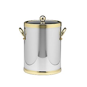 Kraftware Grant Signature Home Polished Chrome and Brass Ice Bucket, 5 Quart, Silver