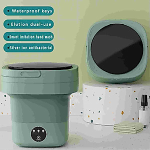 Portable Washing Machines, 8L Mini Washing Machine Foldable Washing Machine with 3 Modes, Travel Portable Washing Machine for Underwear, Sock, Baby Clothes, Camping, RV, Dorm, Apartment (Green)