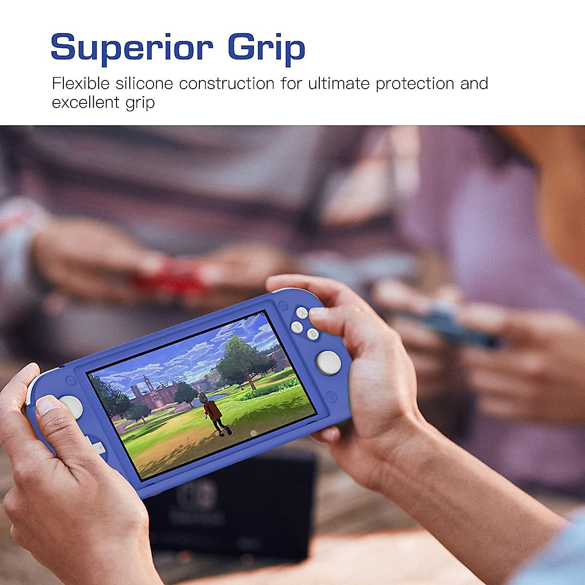 MoKo Protective Case for Switch Lite, Silicone case Protective Rubber Cover Case, Shock-Absorption Anti-Scratch Non-Slip Case Compatible with Switch Lite Console - Blue