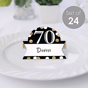Big Dot of Happiness Adult 70th Birthday - Gold - Birthday Party Tent Buffet Card - Table Setting Name Place Cards - Set of 24