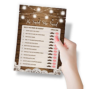 Printed Party Bridal Shower Game Set – 5 Fun Games and Activities for 50 Guests, Includes Bingo, Trivia, Guess How Many, and Advice Cards, Rustic Country Wedding Shower Games