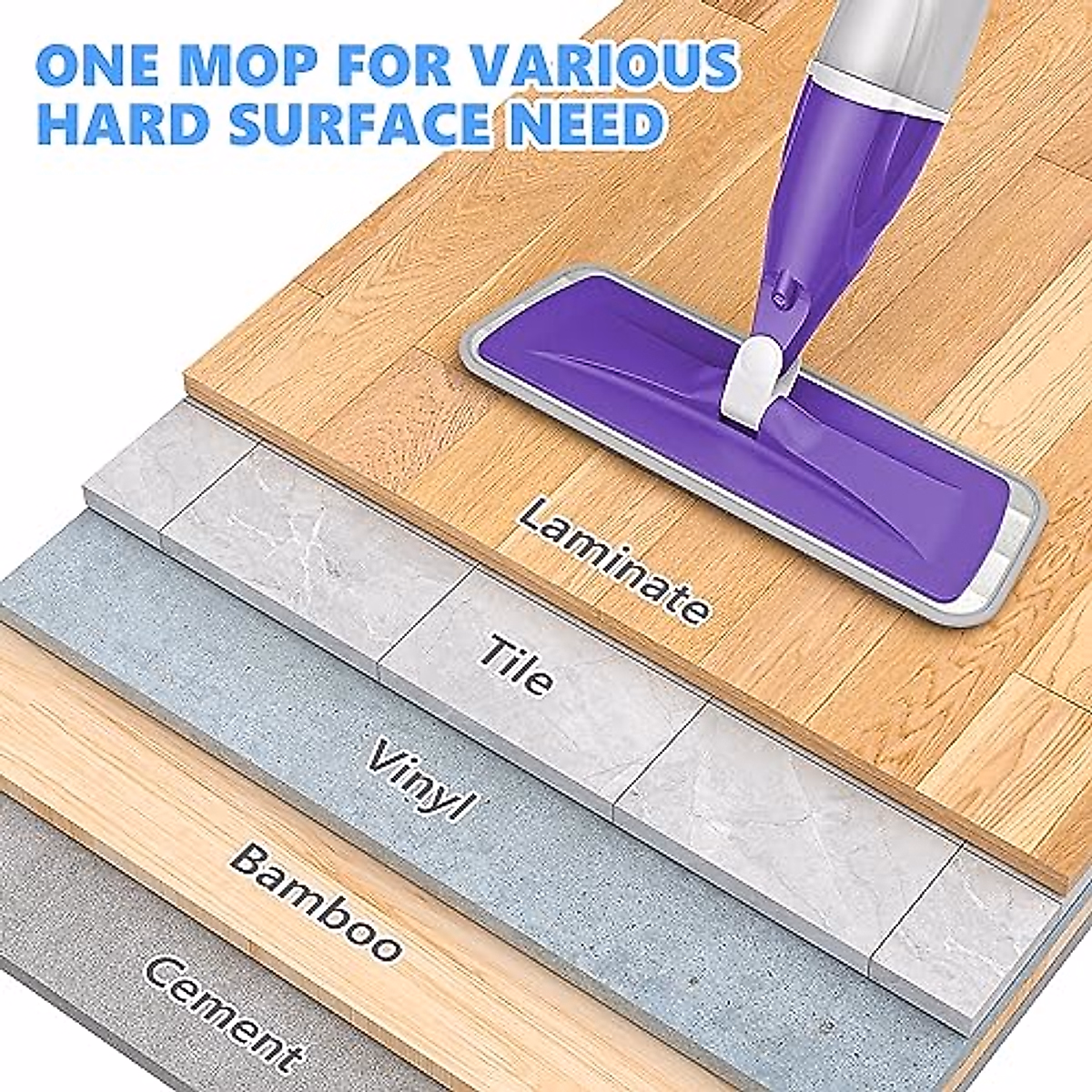 Spray Mops for Floor Cleaning Microfiber Floor Mop for Hardwood Floors Wet Dust Mop Flat Mop Floor Cleaner Mop with 4 Washable Pads 440 Ml Refillable Bottle for Wood Floor Tile Laminate Vinyl Kitchen