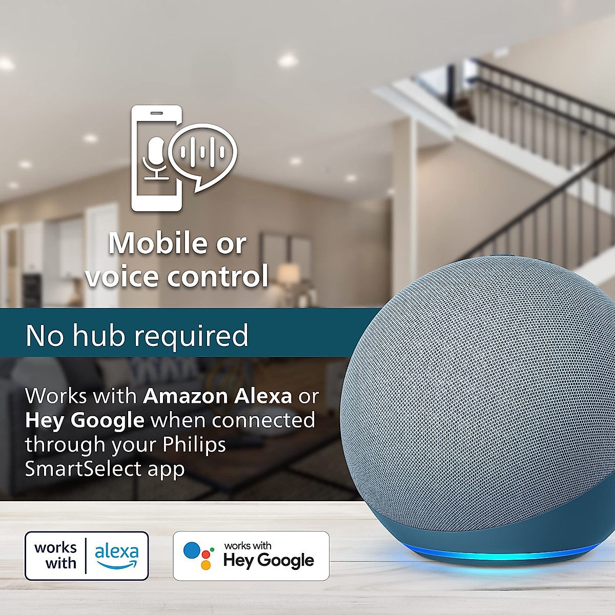 Philips 5-Outlet Extender Smart Surge Protector, Wall Tap, 2 Independent Wi-Fi Outlets, 3-Prong, 490 Joules, Voice Controlled Through Amazon Alexa and Google Assistant, ETL Listed, White, SPP3461WF/37