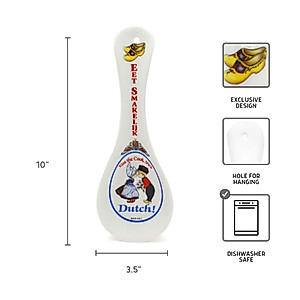 Decorative Ceramic Kitchen Spoon Rest by E.H.G | Dutch "Eet Smakelijk"