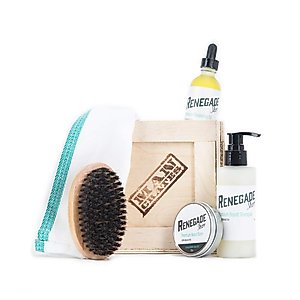 Man Crates, Beard Wrangler Mini Crate - Includes Beard Shampoo, Beard Balm, Grooming Oil, Beard Brush - 100% Natural Oils - Unique Gift for Men