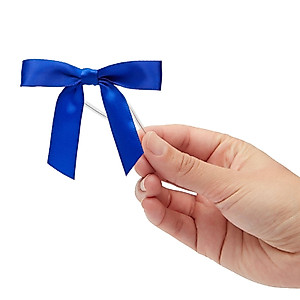 Dark Blue Satin Bow Twist Ties for Treat Bags (100 Pack)