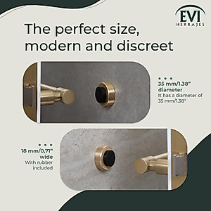 EVI | Wall Mounted Doorstop | Natural Silicone | Adhesive or Screw Installation | Brass Matte | Mod. I-254 (Brass Matte - Black Rubber)