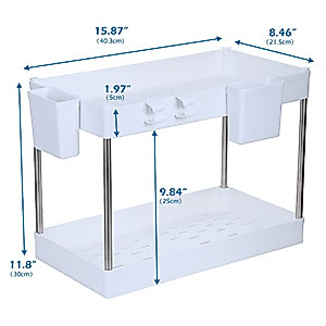 Under Sink Organizers and Storage, Venroii Cabinet Organizer, 2 Pack Under Sink Organizer for Kitchen Bathroom, Kitchen Organization and Storage (White)